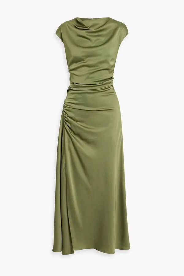 Simkhai Burke Draped Satin Maxi Dress - Leaf Green