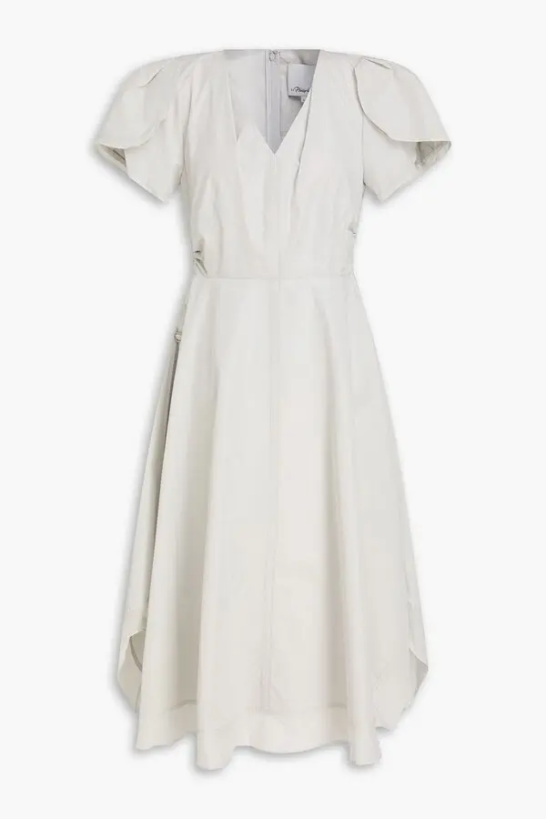 3.1 Phillip Lim Ruched Cotton-blend Poplin Midi Dress - Light Gray