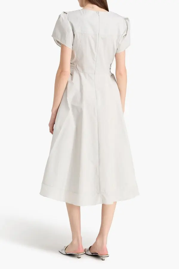 3.1 Phillip Lim Ruched Cotton-blend Poplin Midi Dress - Light Gray