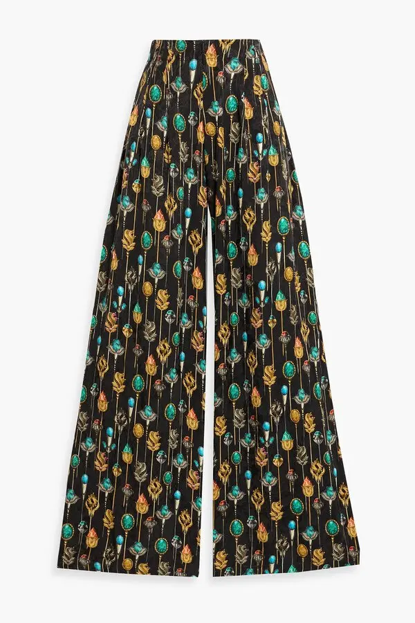 Agua Bendita Piñon Ornamento Printed Jacquard Wide Leg Pants - Black