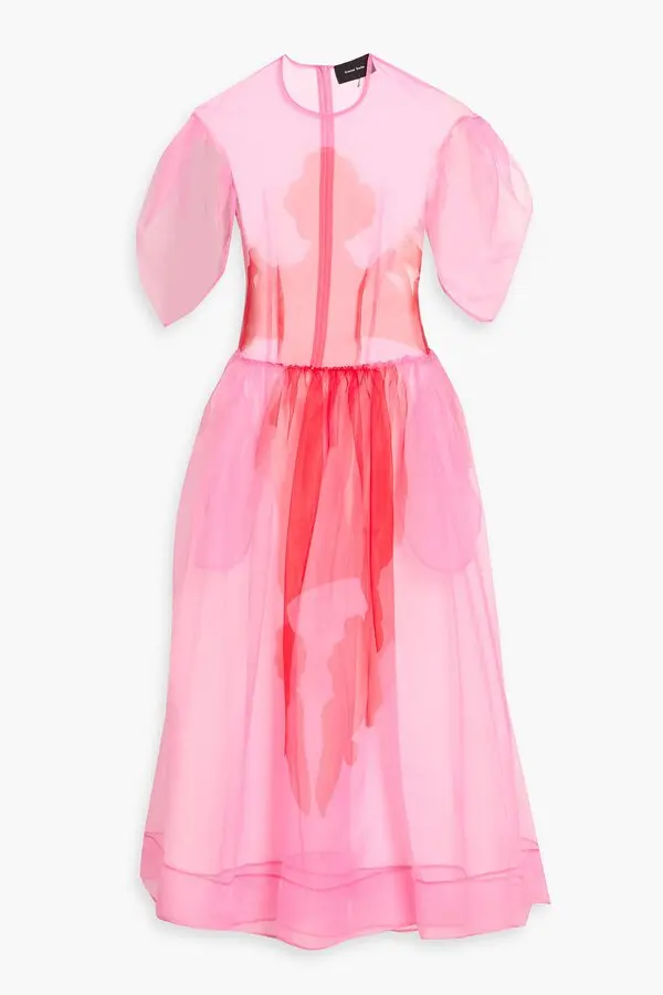 Simone Rocha Printed Organza Midi Dress - Pink