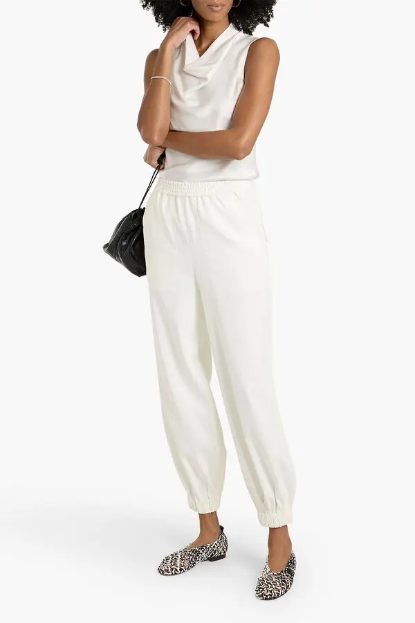 Tibi Cropped Crepe Tapered Pants