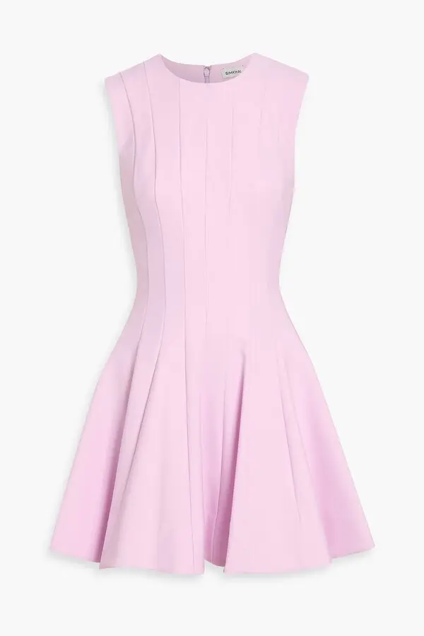 Simkhai Delfie Fluted Crepe Mini Dress - Lilac
