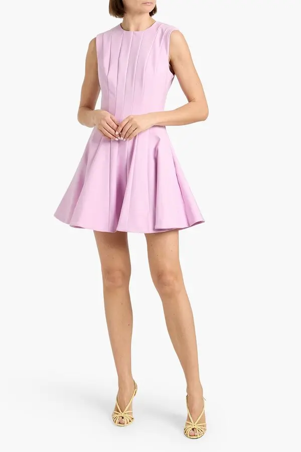Simkhai Delfie Fluted Crepe Mini Dress