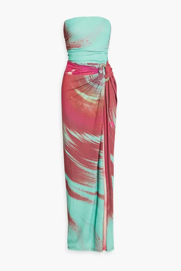 Simkhai Emma Strapless Printed Stretchjersey Maxi Dress