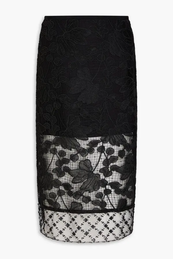 3.1 Phillip Lim Sequin-embellished Corded Lace Skirt - Black