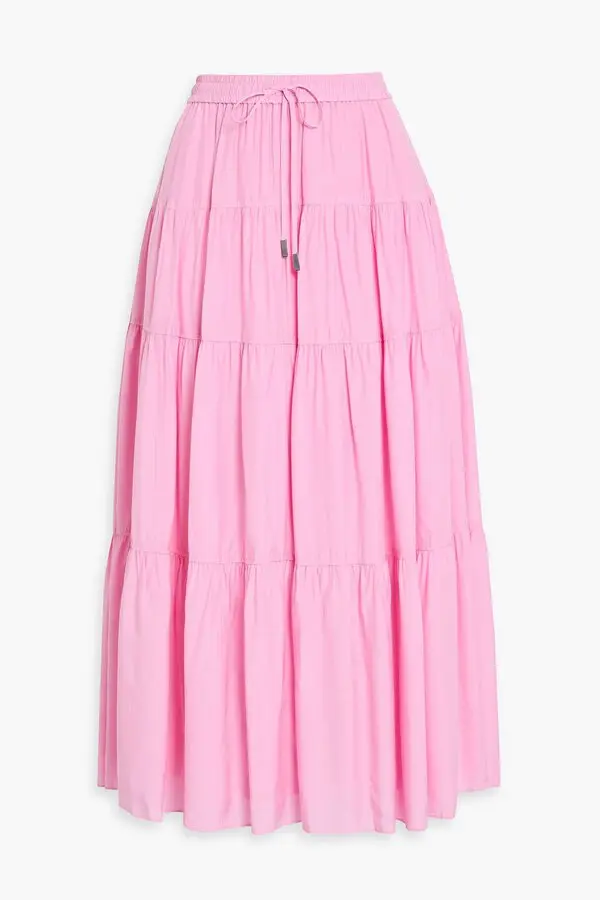 Simkhai Lulee Tiered Mousseline Maxi Skirt - Pink