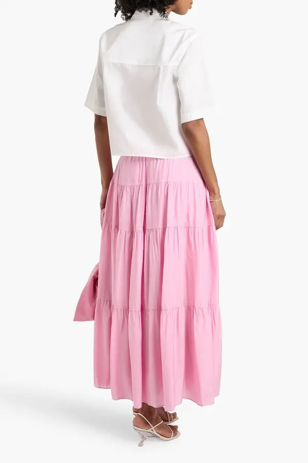 Simkhai Lulee Tiered Mousseline Maxi Skirt - Pink