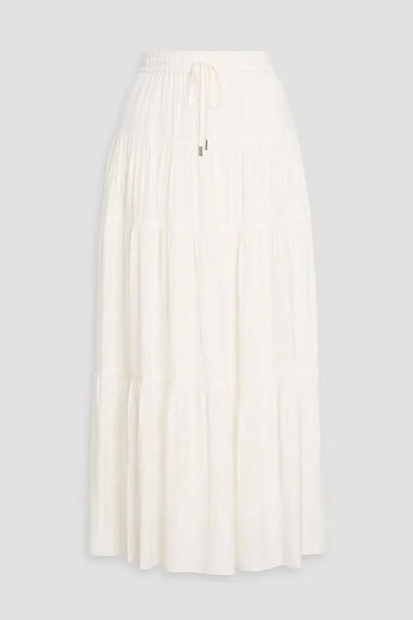 Simkhai Lulee Tiered Mousseline Maxi Skirt - White