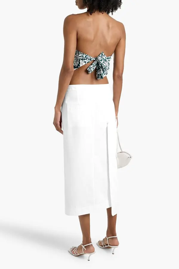 Tibi Strapless Printed Satin Top
