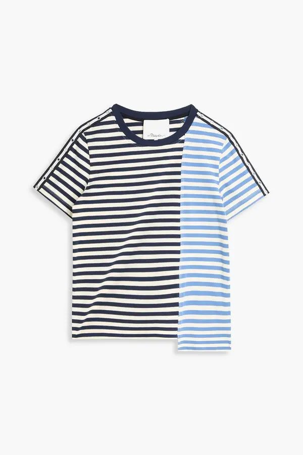 3.1 Phillip Lim Asymmetric Eyeletembellished Cottonjersey Tshirt - Navy