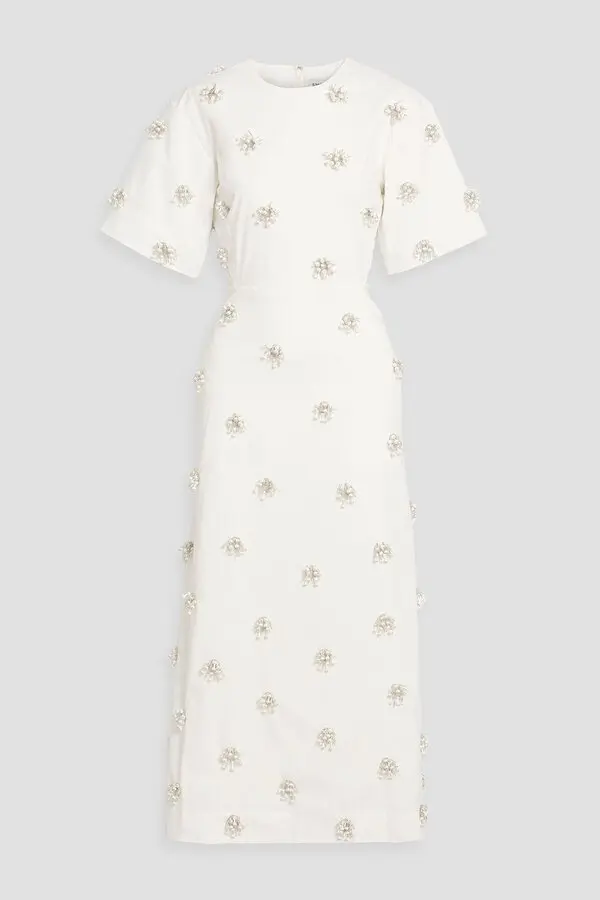 Simkhai Starla Embellished Cottonblend Poplin Midi Dress - White