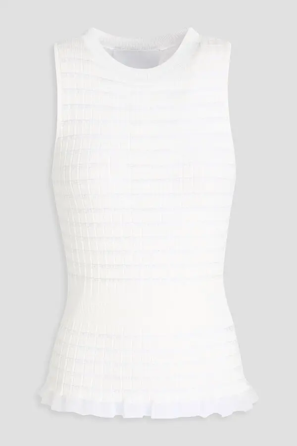 3.1 Phillip Lim Ruffled Ribbedknit Tank - Ivory