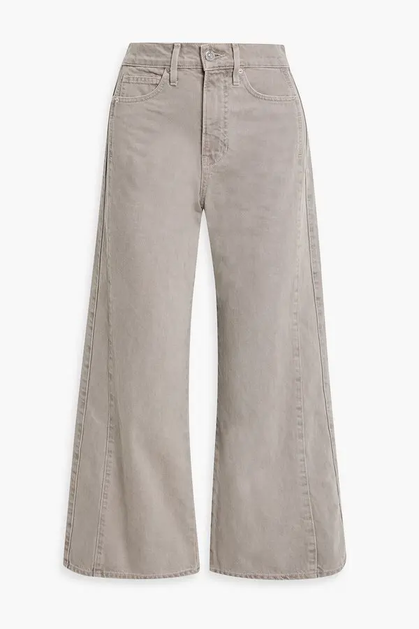 Veronica Beard Taylor Cropped High-rise Wide-leg Jeans - Gray