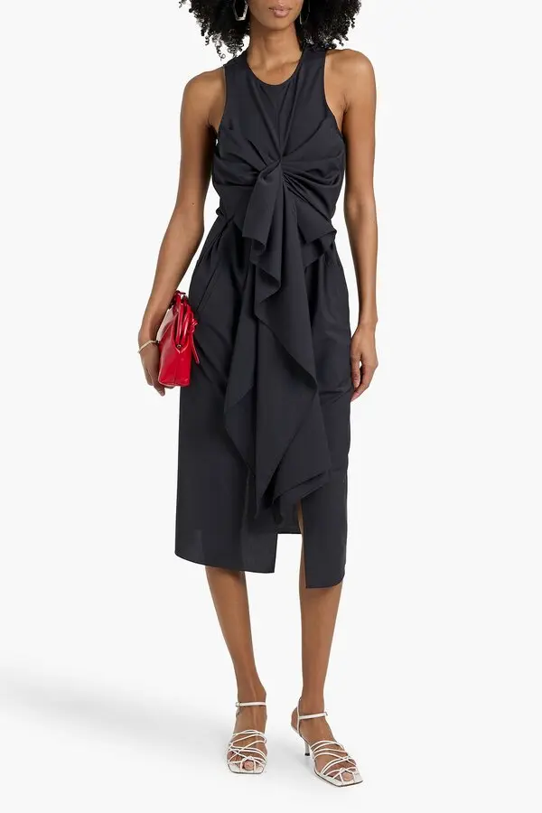 Tibi Draped Crepe Midi Dress - Midnight Blue