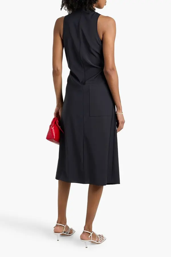 Tibi Draped Crepe Midi Dress - Midnight Blue