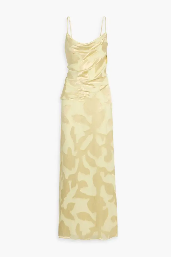 Simkhai Jessa Draped Fil Coupé Maxi Dress - Light Green
