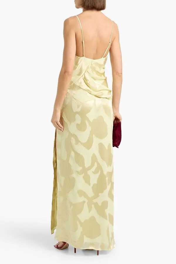 Simkhai Jessa Draped Fil Coupé Maxi Dress - Light Green