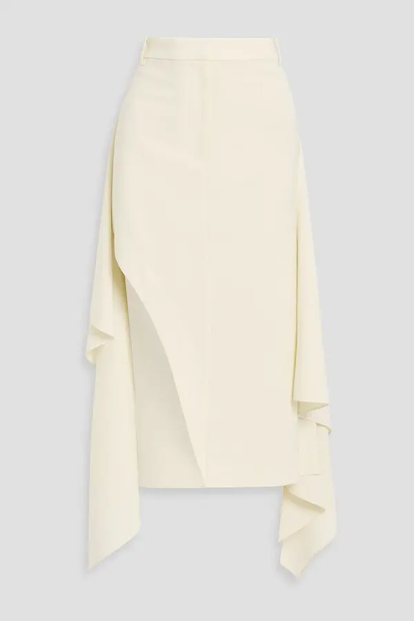 Tibi Layered Draped Crepe Midi Skirt - Cream