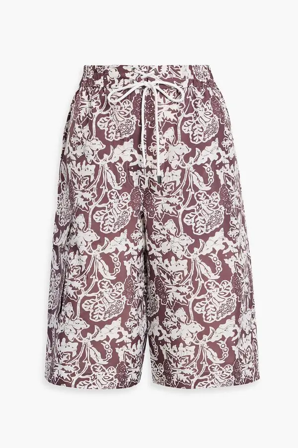 Tibi Floralprint Shell Shorts - Grape