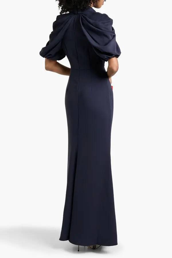 Badgley Mischka Draped Crepe Gown