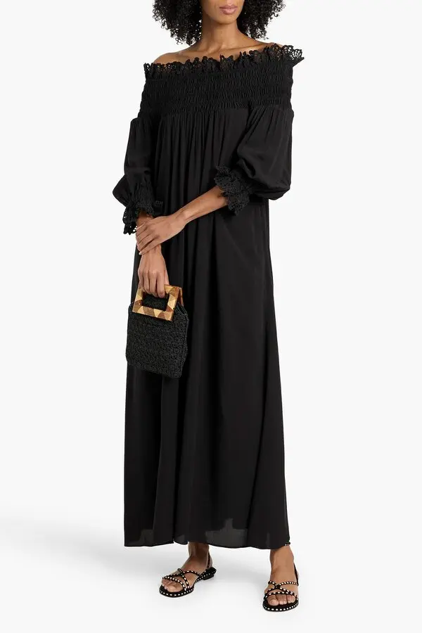 KIKA VARGAS Ira Off-the-shoulder Crepe Maxi Dress