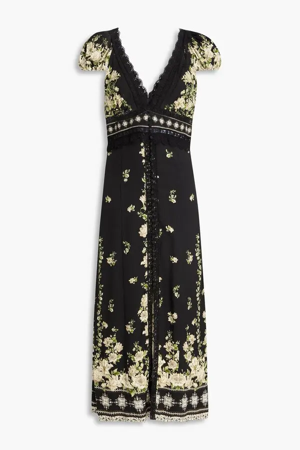 Alice + Olivia Alice Olivia Antoinette Floralprint Sateen Mini Dress - Black