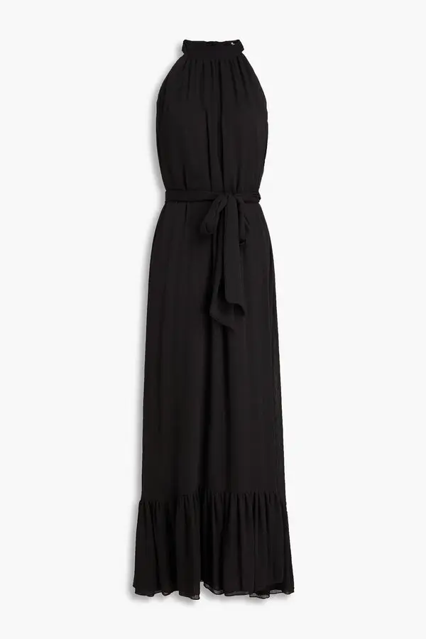 Alice + Olivia Alice Olivia Jovie Ruffled Crepe De Chine Maxi Dress - Black