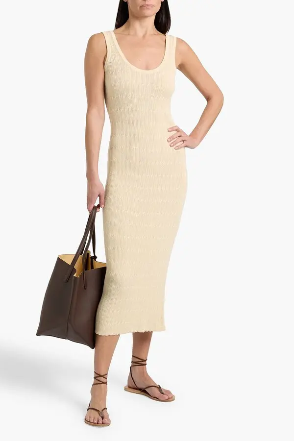 Naadam Cable-knit Pima Cotton And Hemp-blend Midi Dress