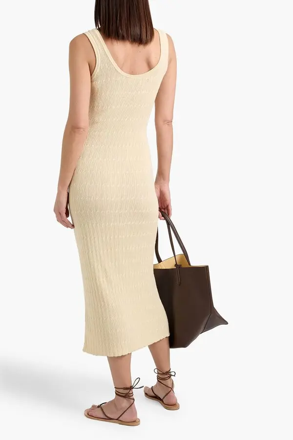 Naadam Cable-knit Pima Cotton And Hemp-blend Midi Dress
