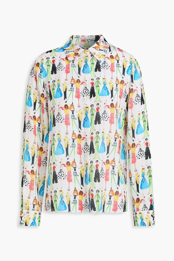 Alice + Olivia Alice Olivia Willa Printed Silk Crepe De Chine Shirt - Multicolor