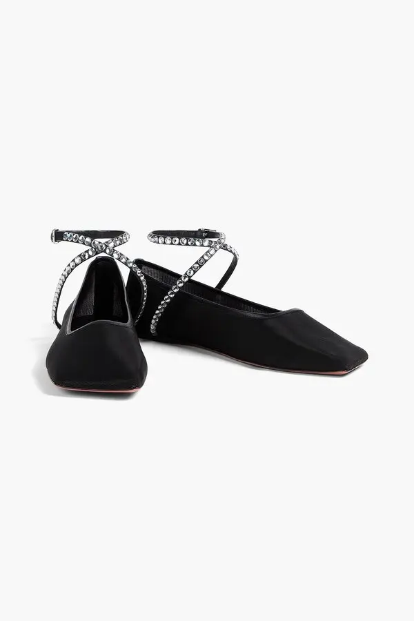 Amina Muaddi Crystal-embellished Ballet Flats - Black