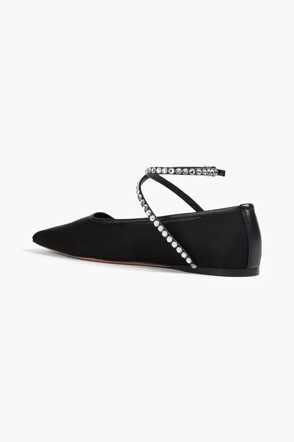 Amina Muaddi Crystal-embellished Ballet Flats - Black
