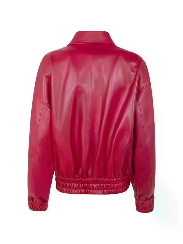 JIL SANDER Zipped Leather Jacket - Red