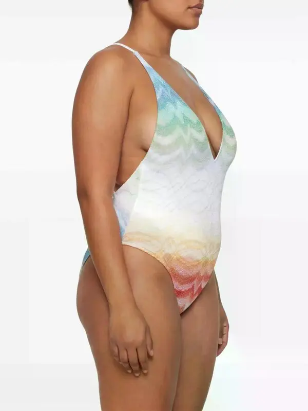 Missoni Cross-back Chevron Swimsuit - Blue