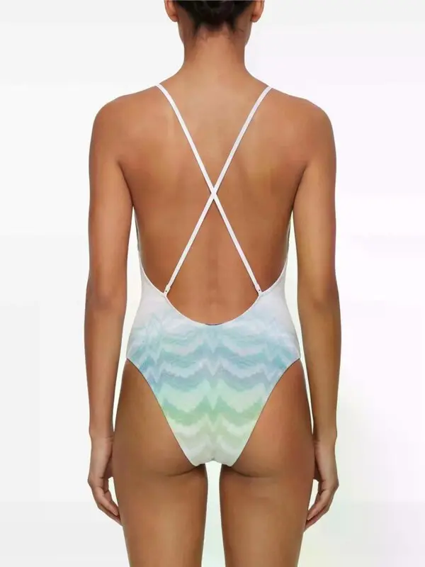 Missoni Cross-back Chevron Swimsuit - Blue