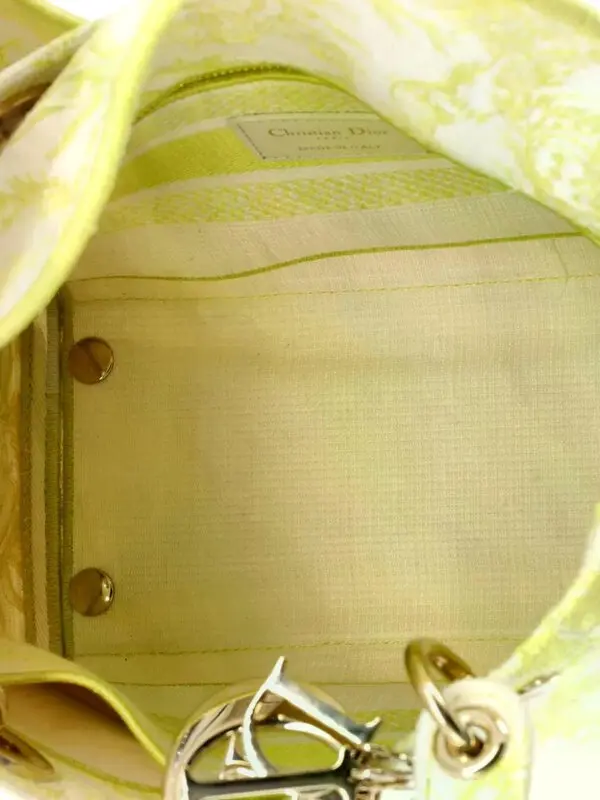 Dior Lady D-lite Embroidered Canvas Medium Satchel - Yellow