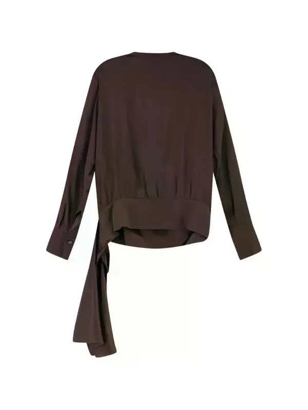 SEMICOUTURE Silk Wrap Shirt - Brown