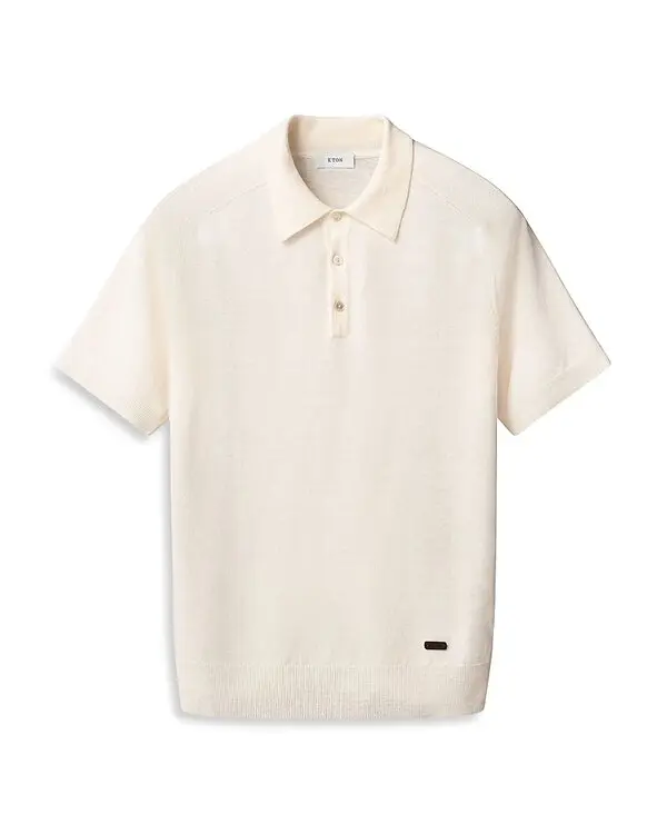Eton Linen Blend Knit Polo Shirt - Natural
