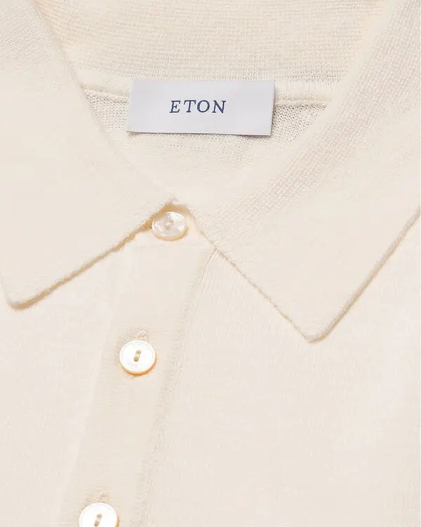 Eton Linen Blend Knit Polo Shirt - Natural