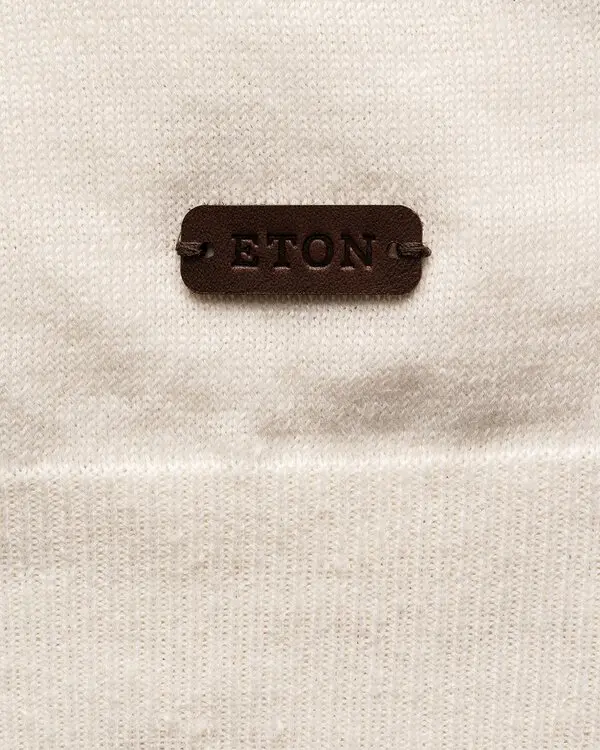 Eton Linen Blend Knit Polo Shirt - Natural