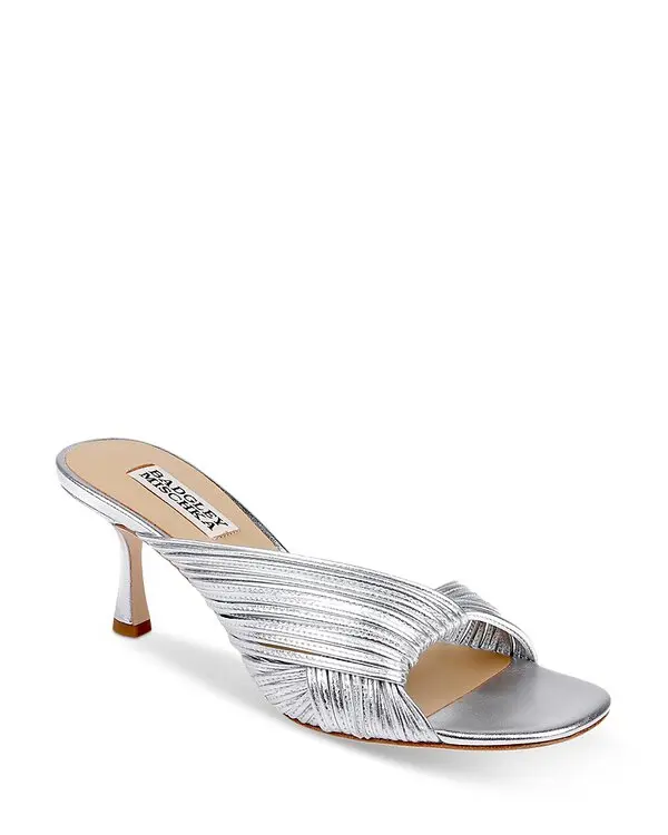 Badgley Mischka Winta Slides - Silver Metallic