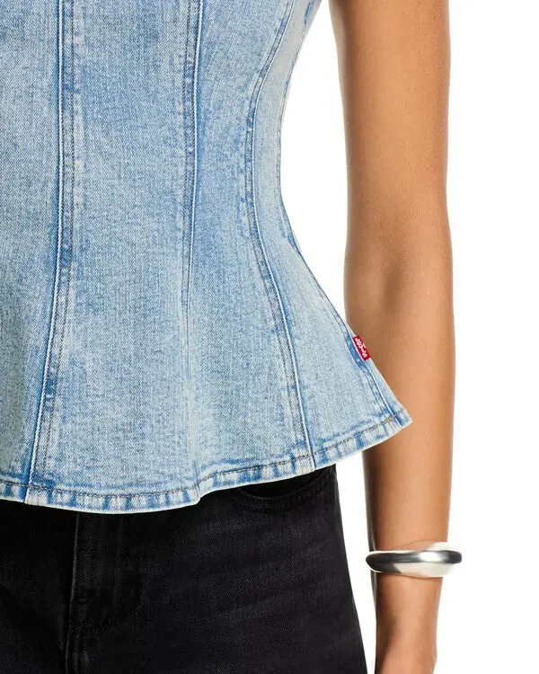 LEVI'S Leighton Peplum Seamed Denim Top