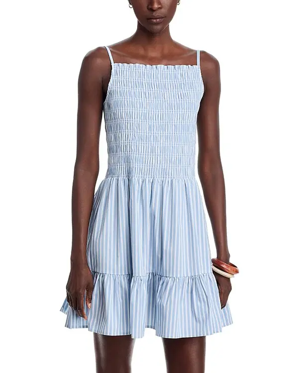 Michael Kors Striped Smocked Mini Dress - Chambray
