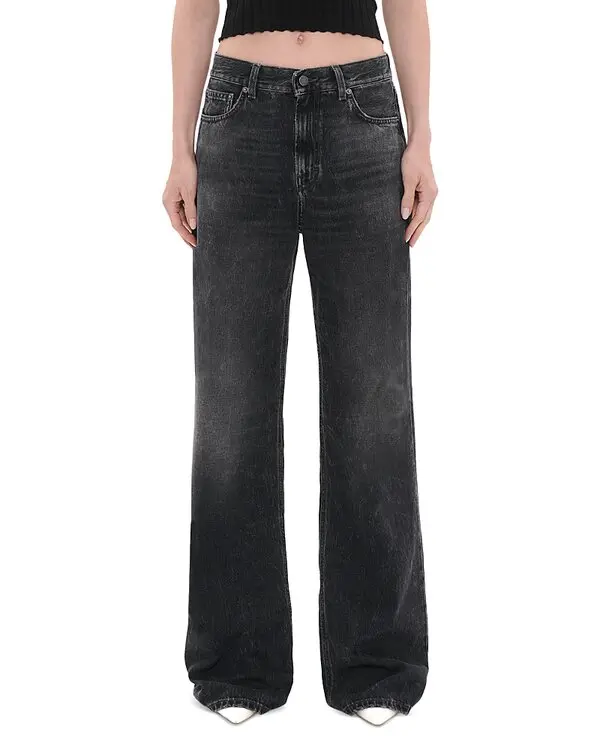 HAIKURE Korea Mid-rise Wide-leg Jeans - Authentic Black