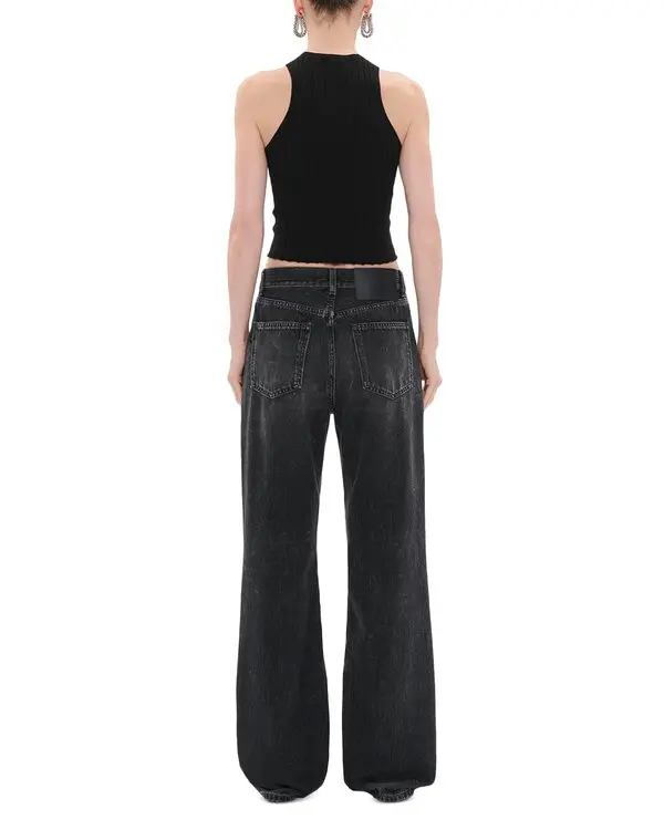 HAIKURE Korea Mid-rise Wide-leg Jeans - Authentic Black