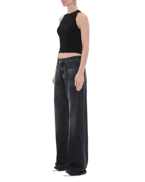 HAIKURE Korea Mid-rise Wide-leg Jeans - Authentic Black