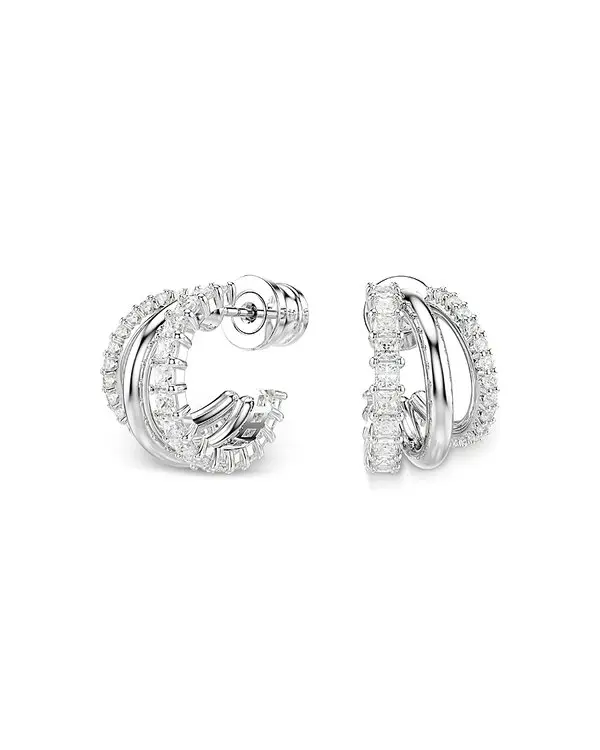 SWAROVSKI Hyperbola Cubic Zirconia Triple Row Hoop Earrings - White