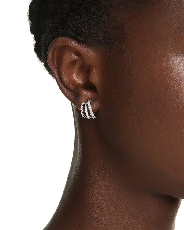 SWAROVSKI Hyperbola Cubic Zirconia Triple Row Hoop Earrings - White