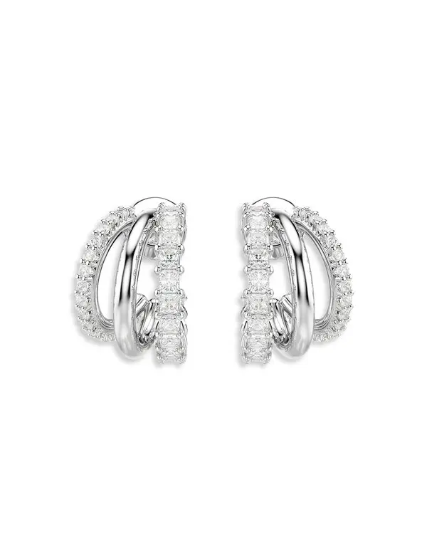 SWAROVSKI Hyperbola Cubic Zirconia Triple Row Hoop Earrings - White
